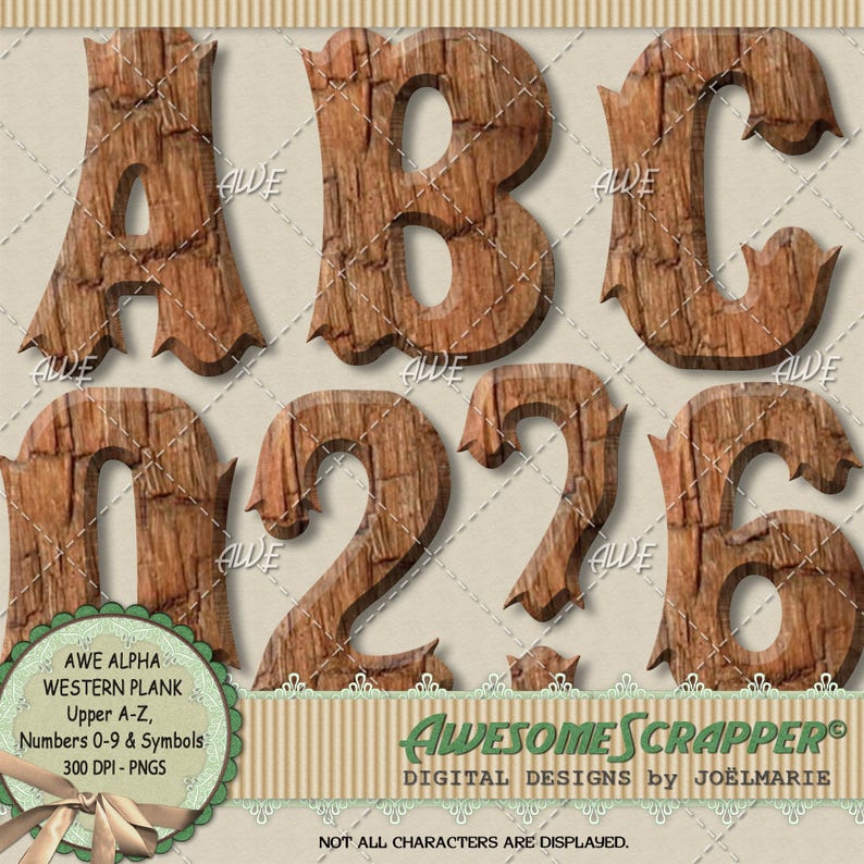 Western Plank Digital Alphabet, by Awesomescrapper - Upper Case A-Z ...