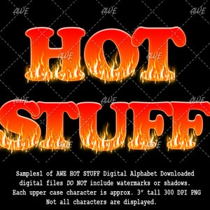 Hot Stuff Digital Alphabet by Awesomescrapper - High Quality, 300 DPI ...