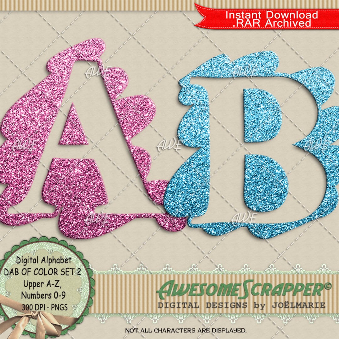 Dab of Color2 Digital Alphabet by Awesomescrapper - High Quality, 300 ...