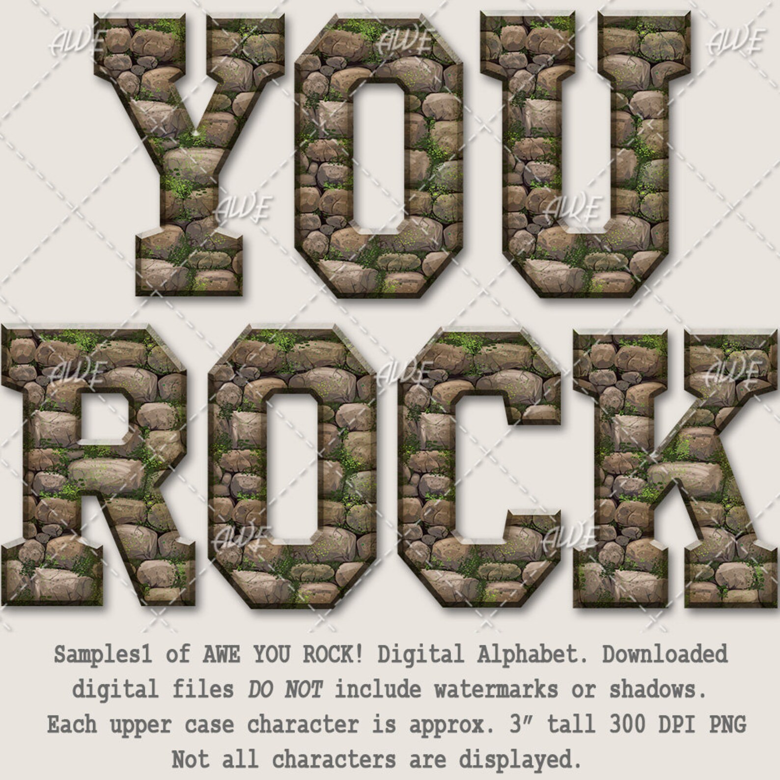 You Rock Alphabet by AwesomeScrapper High Quality 300 DPI | Etsy