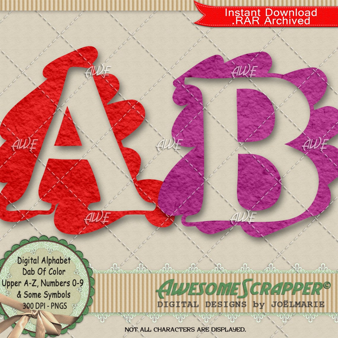 Dab Of Color Digital Alphabet by AwesomeScrapper High | Etsy