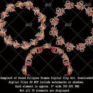 Round Filigree Frames Digital Clip Art by Awesomescrapper - High ...