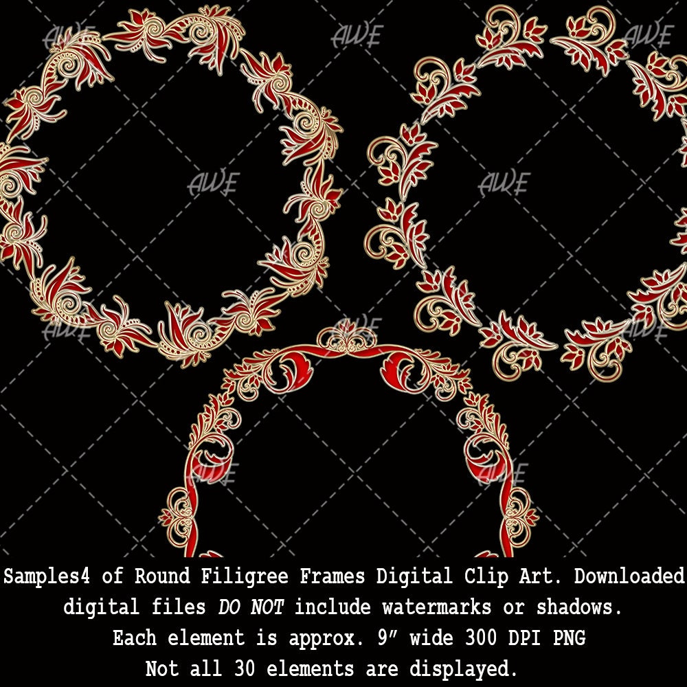 Round Filigree Frames Digital Clip Art by Awesomescrapper - High ...