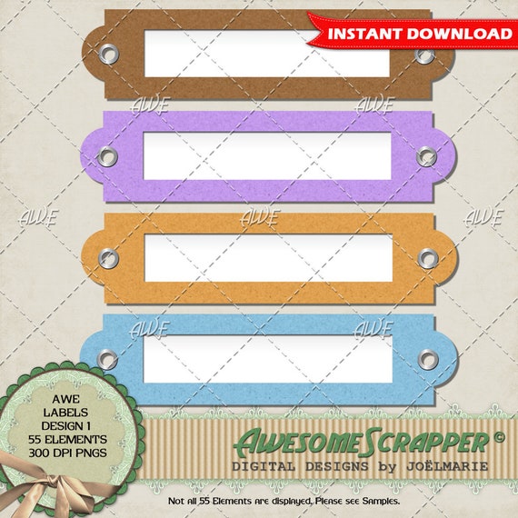 Digital Clipart AWE Labels Design Set 1 Various colors | Etsy