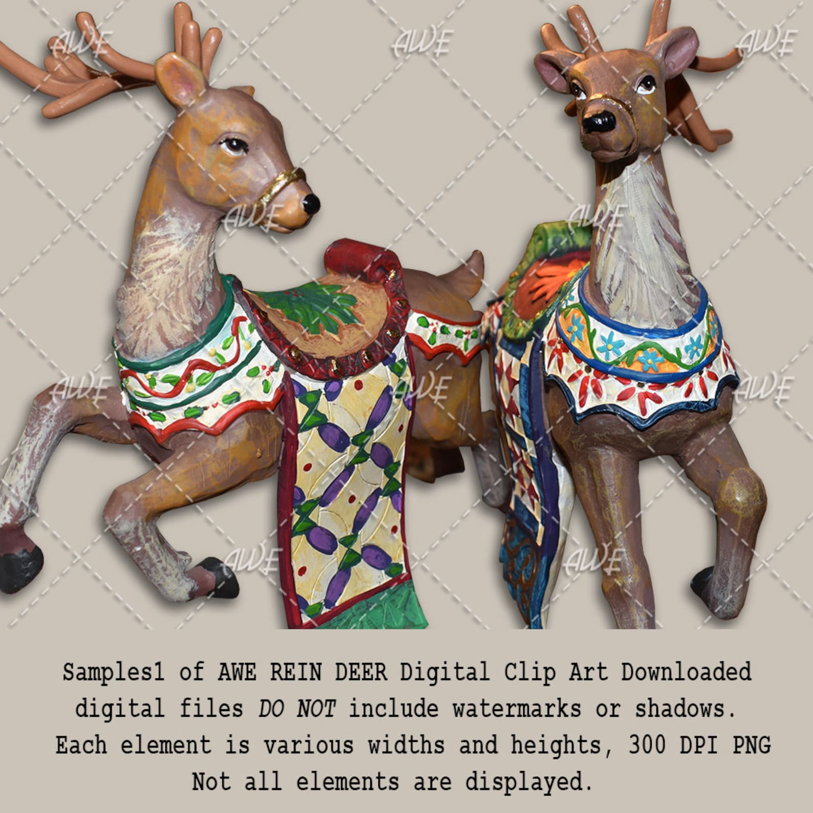 Reindeer Digital Clip Art by Awesomescrapper - High Quality, 300 DPI ...