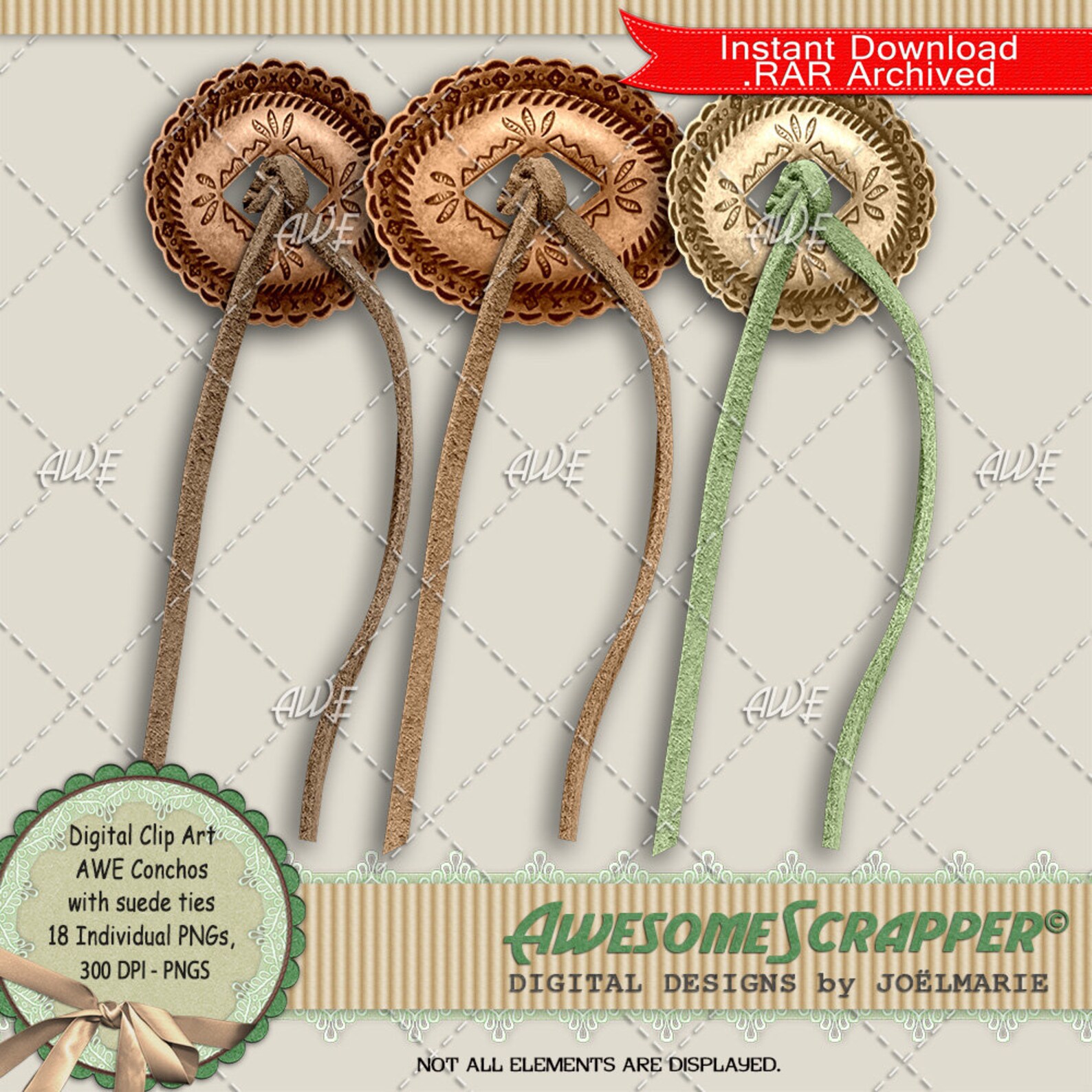 Conchos Digital Clip Art by Awesomescrapper High Quality - Etsy