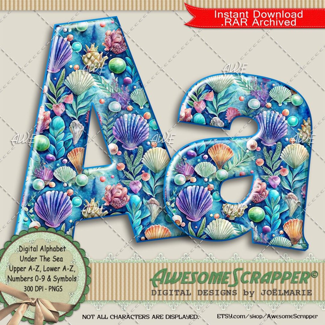 Under the Sea Digital Alphabet by Awesomescrapper - High Quality, 300 ...
