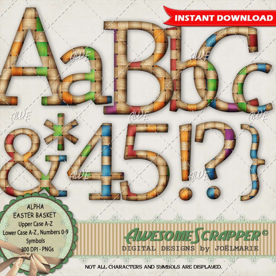 Easter Basket Digital Alphabet Set 1, by Awesomescrapper - A Full Set ...