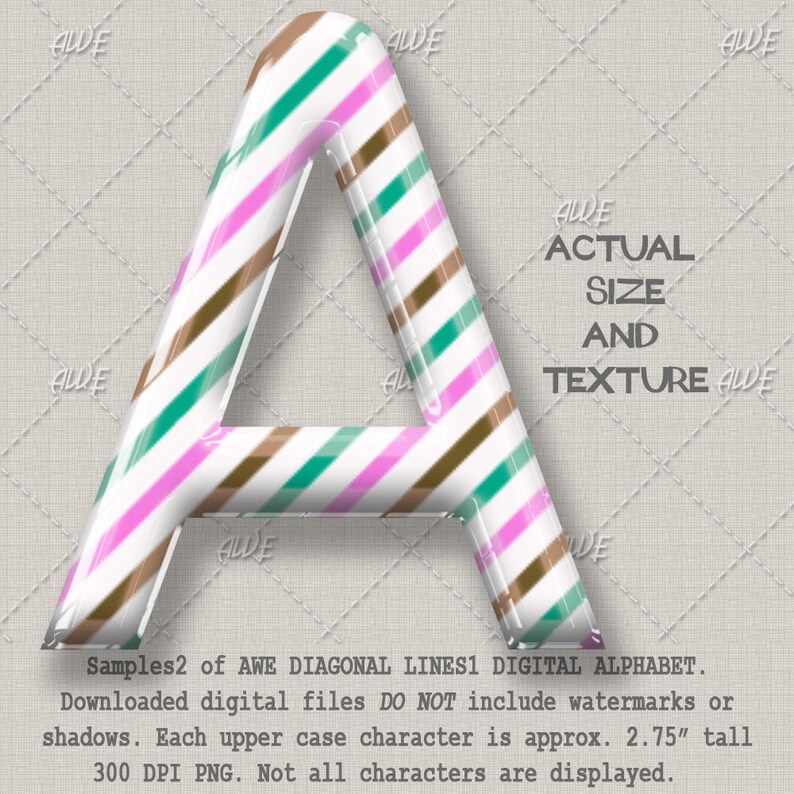 Diagonal Lines Set 1 Digital Alphabet by Awesome Scrapper - Etsy