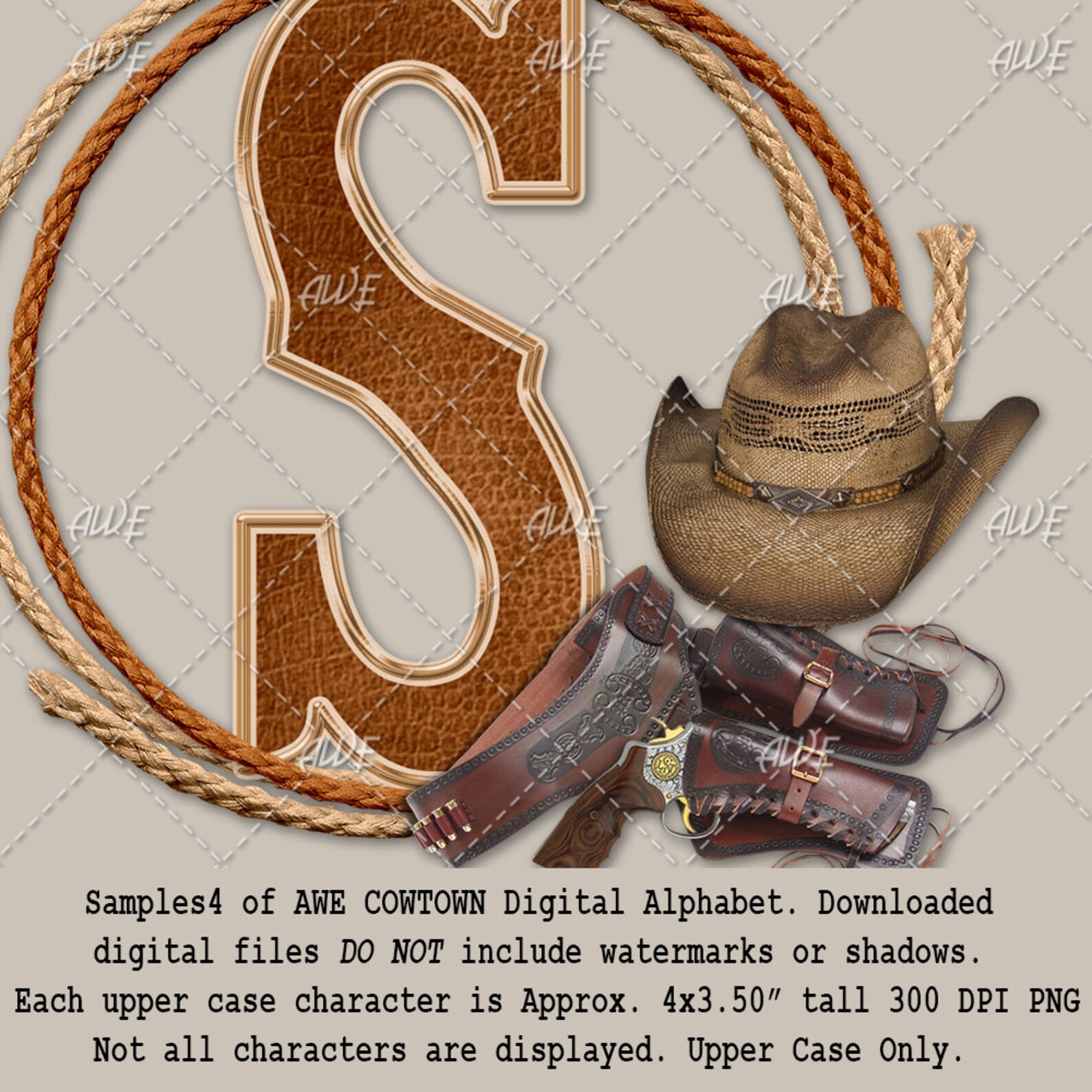 Cowtown Digital Alphabet, by Awesomescrapper - High Quality, 300 DPI ...