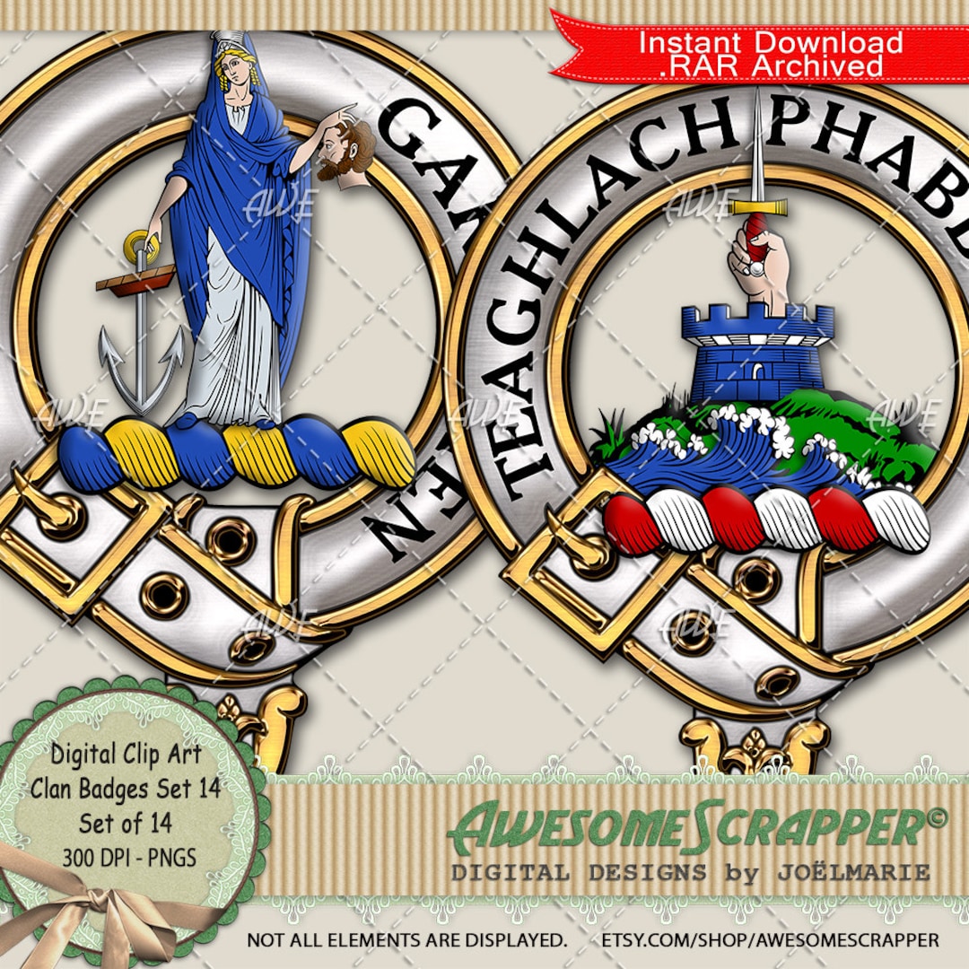 Scottish Clan Badges Set14 Digital Clip Art by Awesomescrapper - High ...