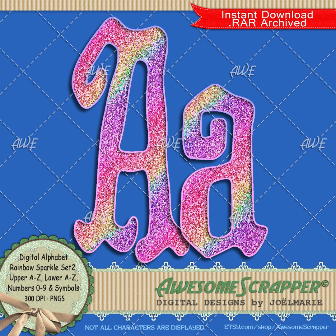 Rainbow Sparkle Set2 Digital Alphabet by Awesomescrapper, High Quality ...