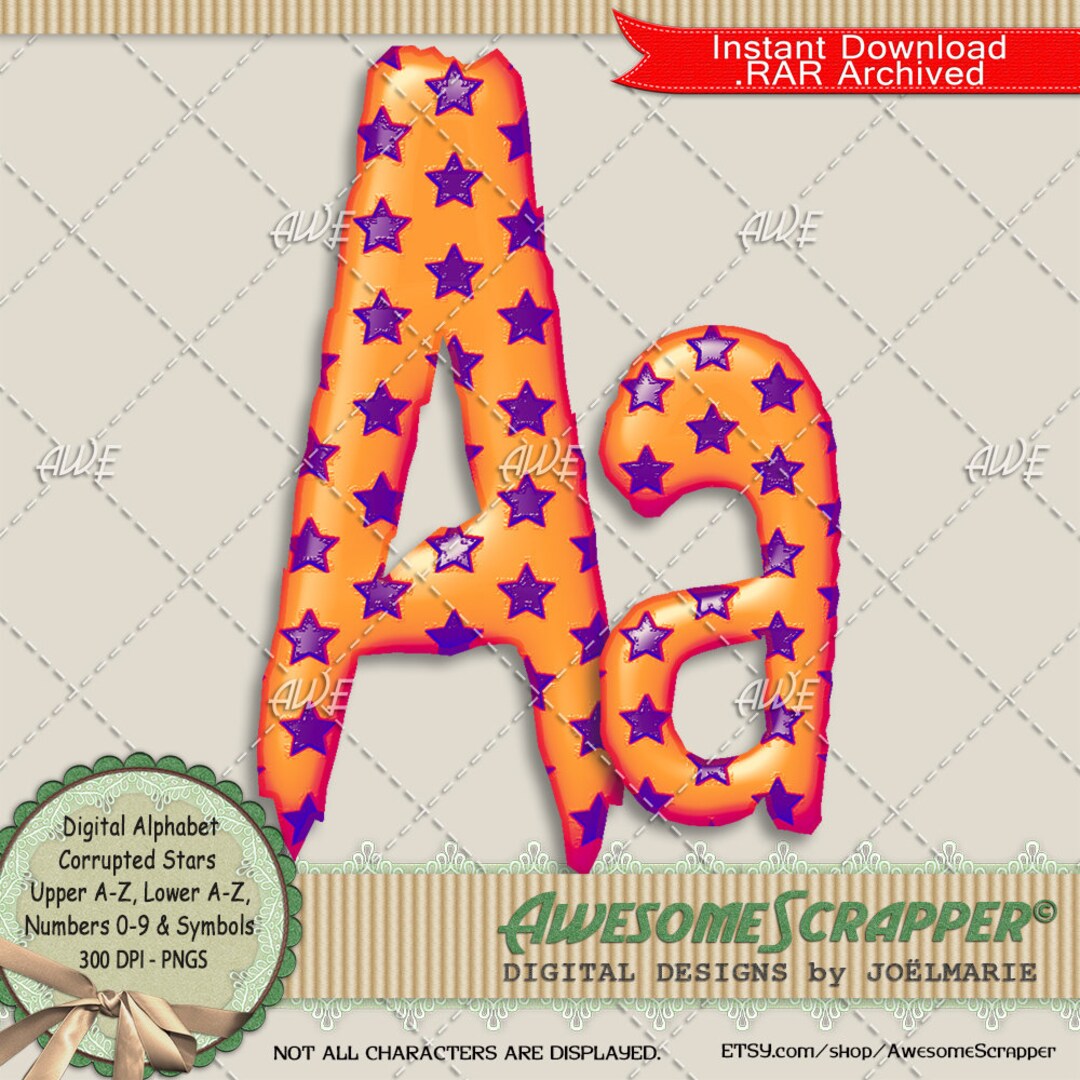 Corrupted Stars Digital Alphabet by Awesomescrapper, High Quality, 300 ...