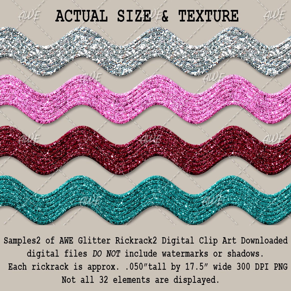 Glitter Rickrack Digital Clip Art by Awesomescrapper Set - Etsy