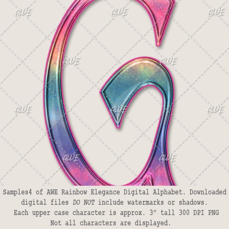 Rainbow Elegance Digital Alphabet by Awesomescrapper, High Quality 300 ...