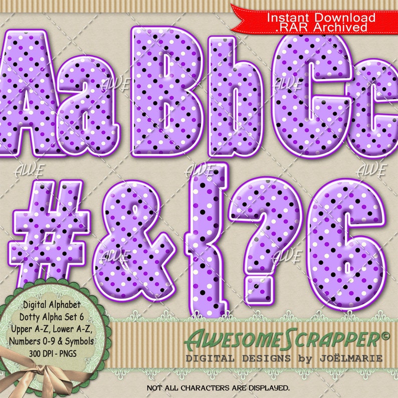 Dotty Set 6 Digital Alphabet by Awesomescrapper High - Etsy
