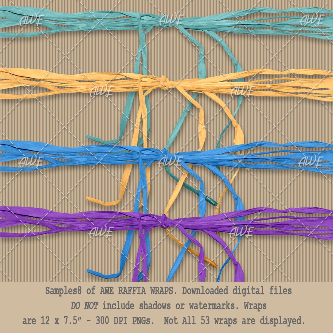 Raffia Wraps, by Awesomescrapper - Digital Clipart Set of 53, High ...