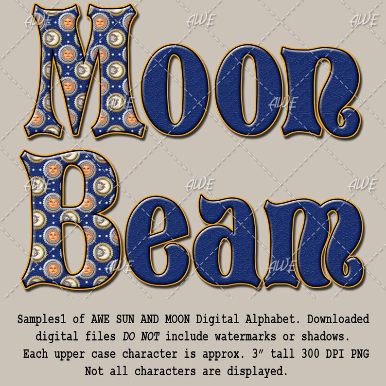 Sun and Moon Digital Alphabet by Awesomescrapper High | Etsy