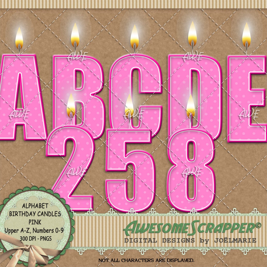 Birthday Candles Pink Digital Alphabet, by Awesomescrapper - Upper Case ...