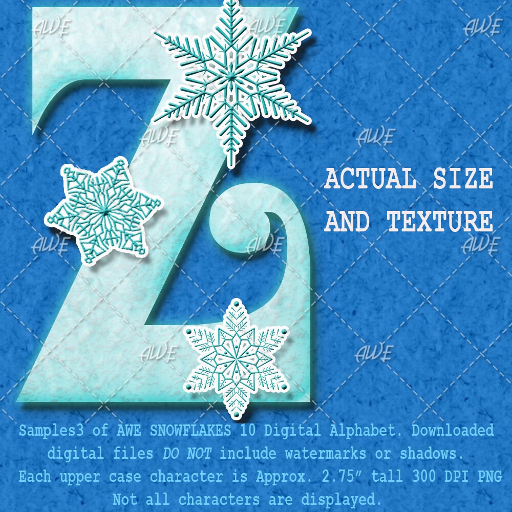 Snowflakes Set 10 Digital Alphabet by Awesomescrapper High | Etsy