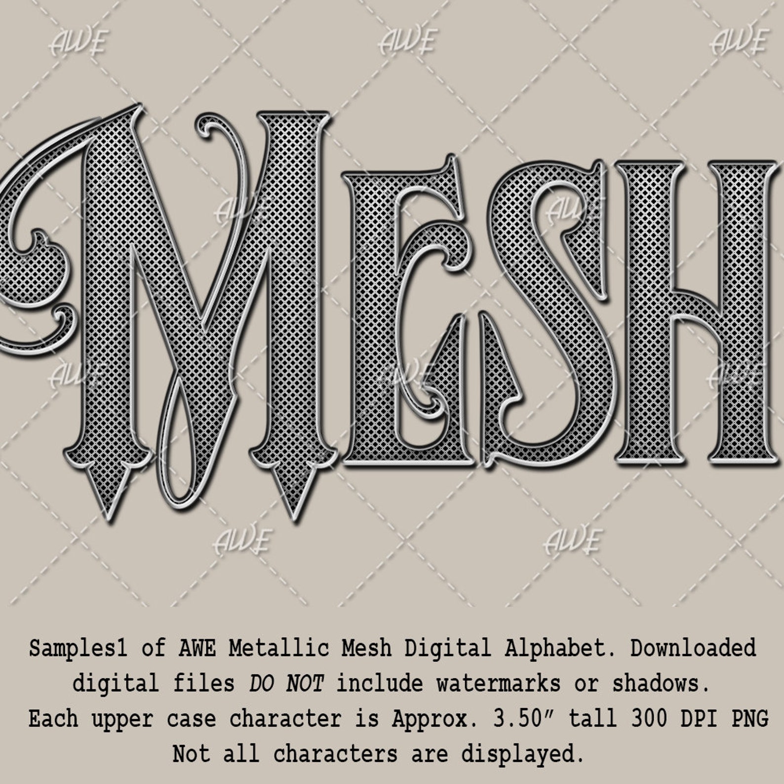 Metal Mesh Digital Alphabet by Awesomescrapper High Quality - Etsy
