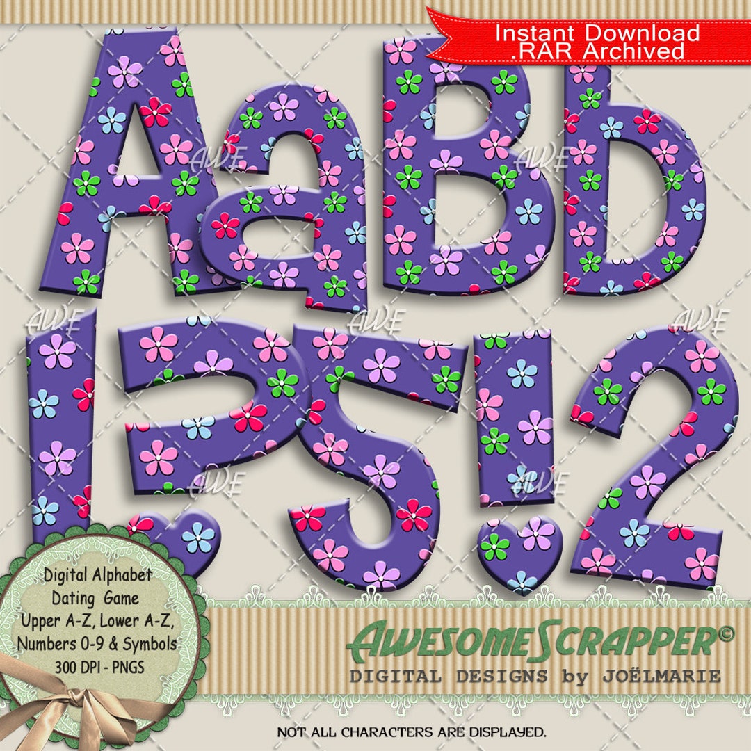 Dating Game Digital Alphabet by Awesomescrapper - High Quality, 300 DPI ...