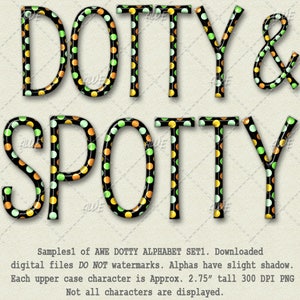 Digital Clipart - AWE Dotty Alphabet Set #1, Polka Dot, Black, Gold ...