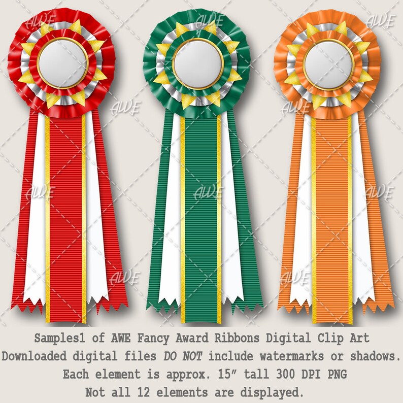 Fancy Award Ribbons Digital Clip Art by Awesomescrapper High | Etsy