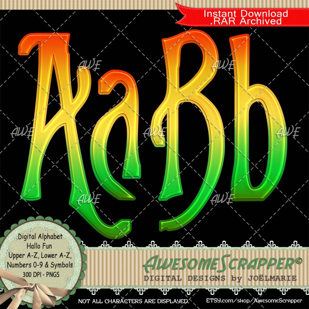Hallo Fun Digital Alphabet by Awesomescrapper - High Quality, 300 DPI ...