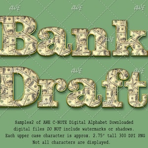 C-note Digital Alphabet by Awesomescrapper - High Quality, 300 DPI Pngs ...