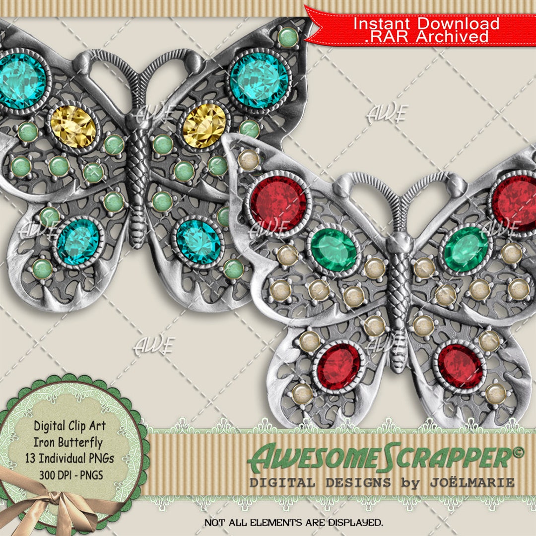 Iron Butterfly Clip Art by Awesomescrapper - High Quality, 300 DPI Pngs ...