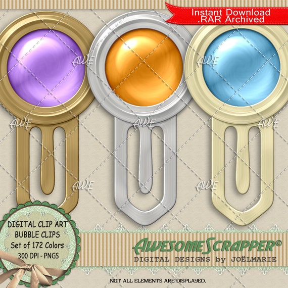 Bubble Clips Digital Clipart by Awesomescrapper High | Etsy