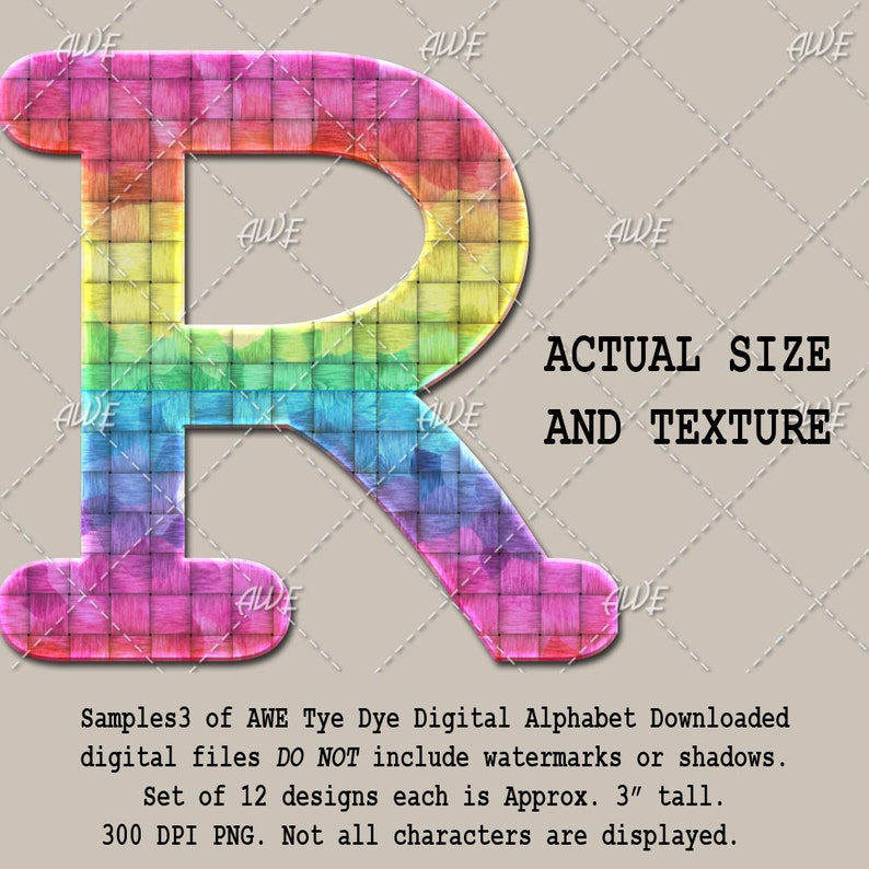 Tye Dye Digital Alphabet by Awesomescrapper High Quality - Etsy