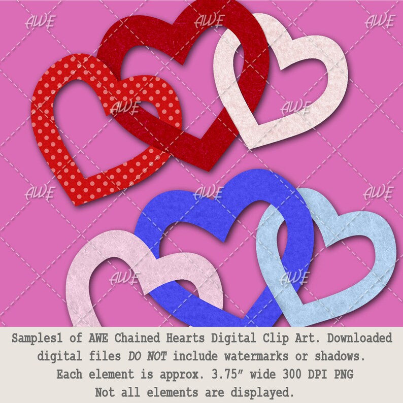 Chained Hearts Digital Clip Art by Awesomescrapper - High Quality, 300 ...
