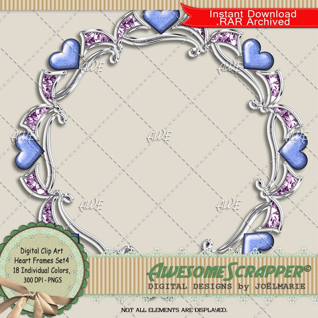 Heart Frames Set 4 Digital Clip Art by Awesomescrapper High Quality ...