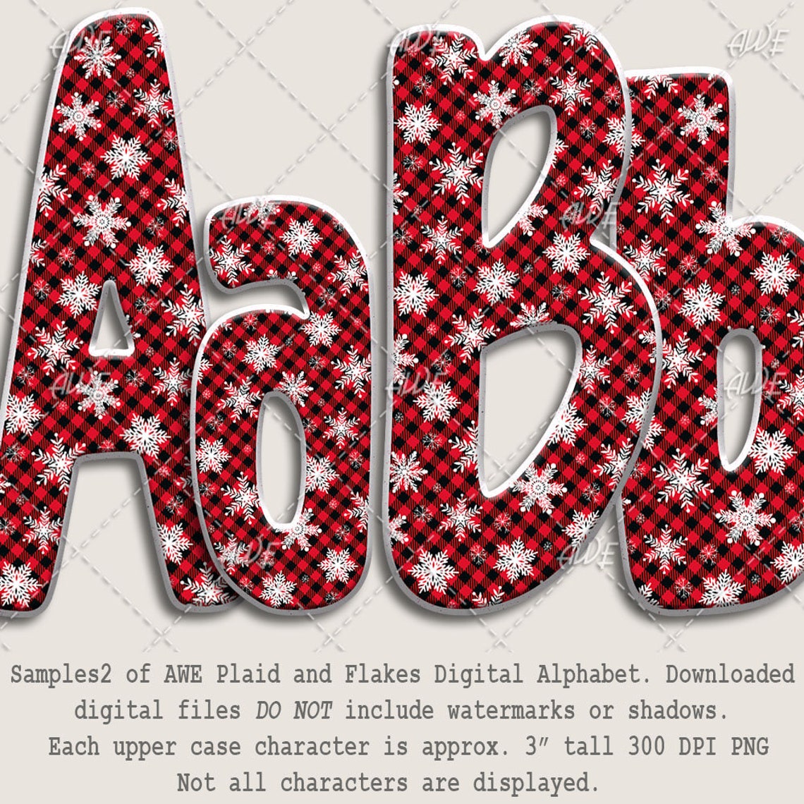 Plaid and Flakes Digital Alphabet by Awesomescrapper, High Quality 300 ...