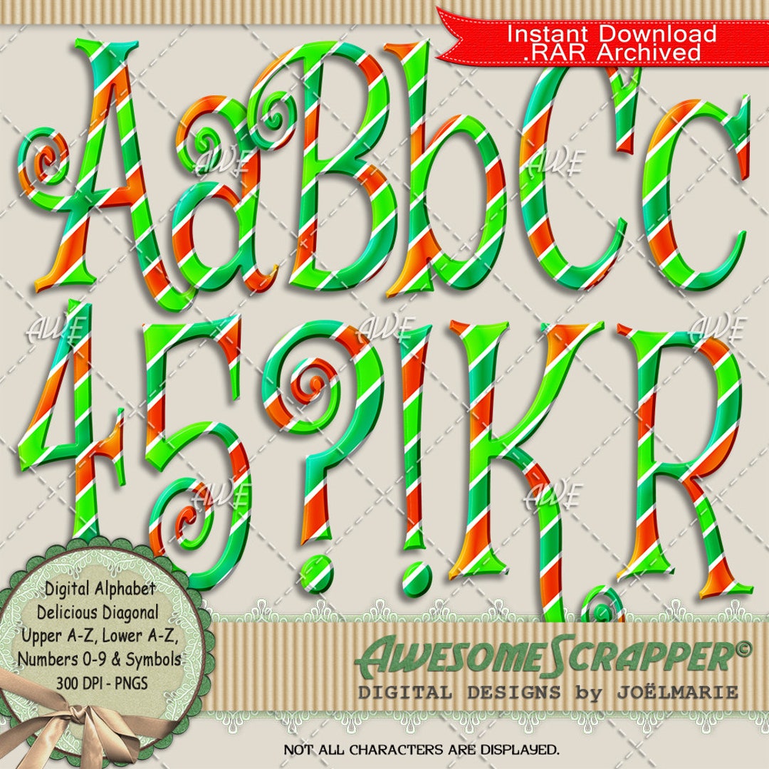 Delicious Diagonal Digital Alphabet by Awesomescrapper, High Quality ...