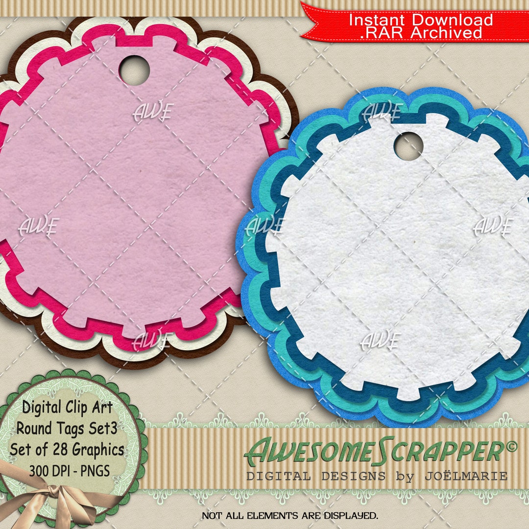 Round Tags Set3 Digital Clip Art by Awesomescrapper - High Quality, 300 ...