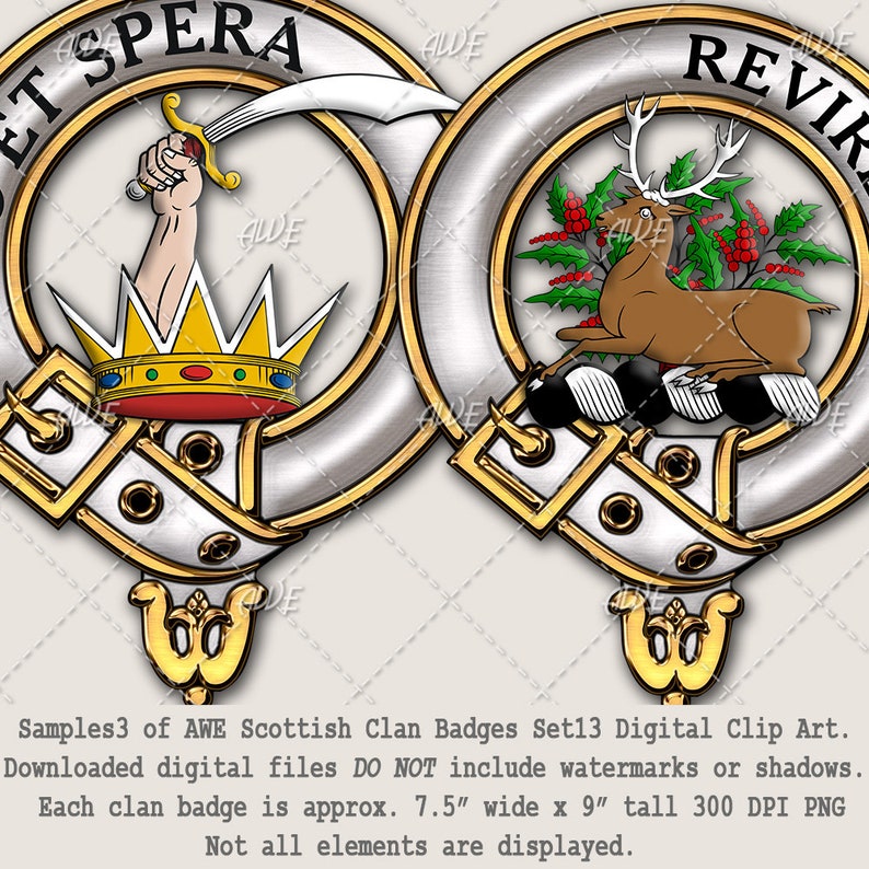Scottish Clan Badges Set13 Digital Clip Art by Awesomescrapper - Etsy