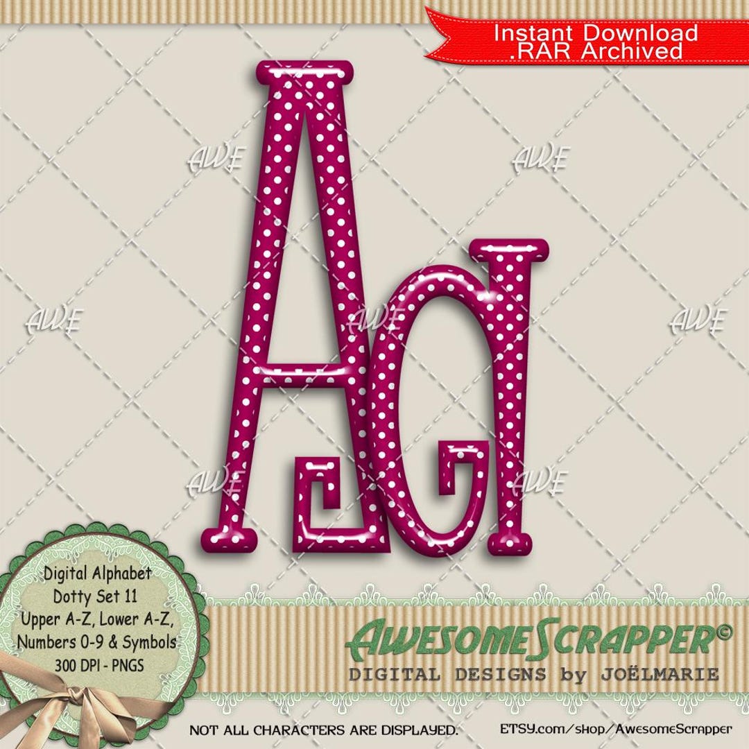 Dotty Set 11 Digital Alphabet by Awesomescrapper - High Quality, 300 ...