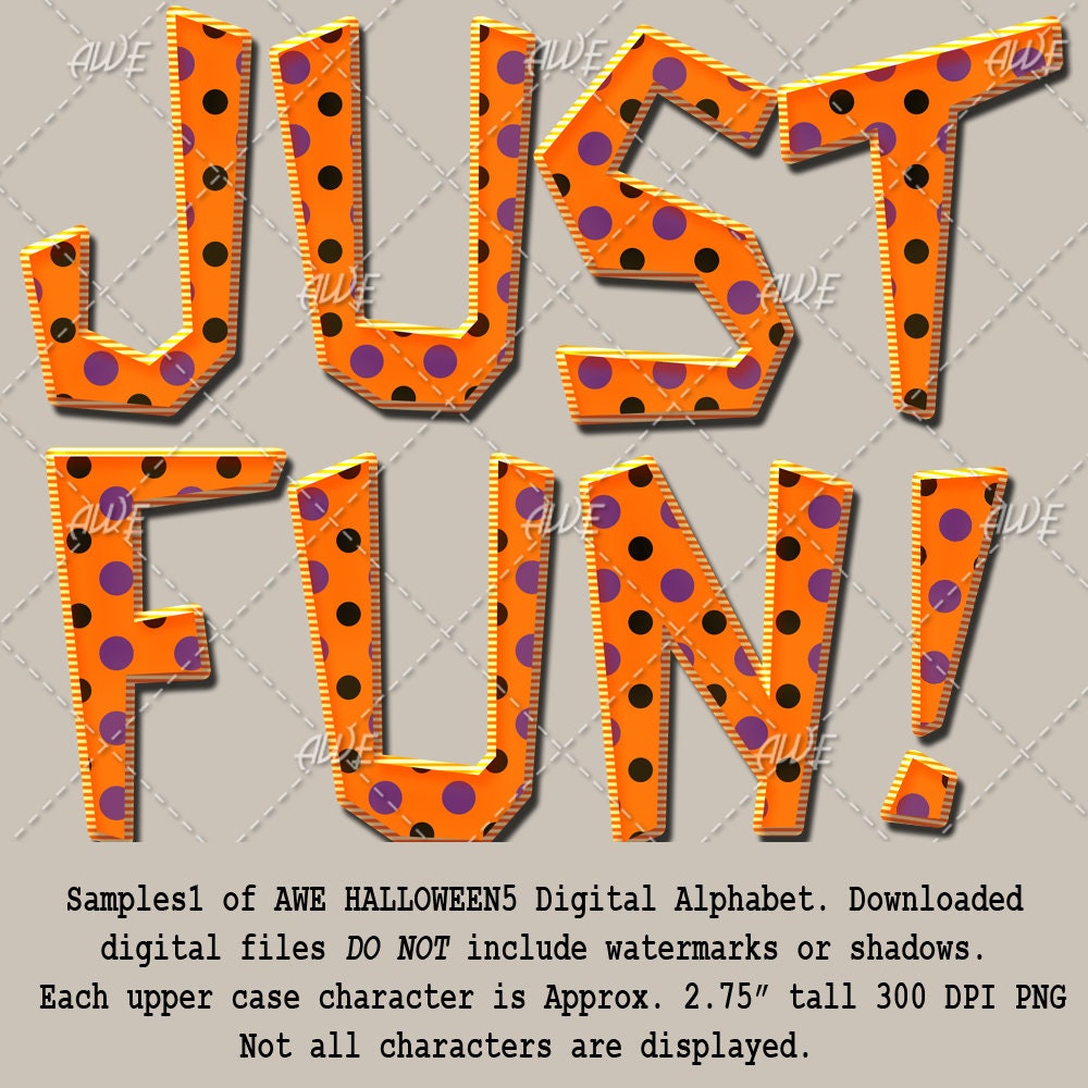 Halloween5 Digital Alphabet by Awesomescrapper - High Quality, 300 DPI ...