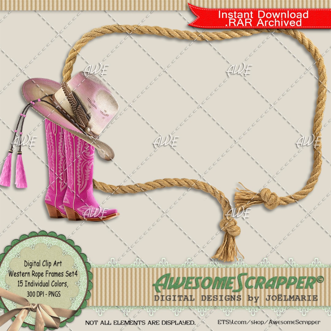 Western Rope Frames Set4 Digital Clip Art by Awesomescrapper - High ...