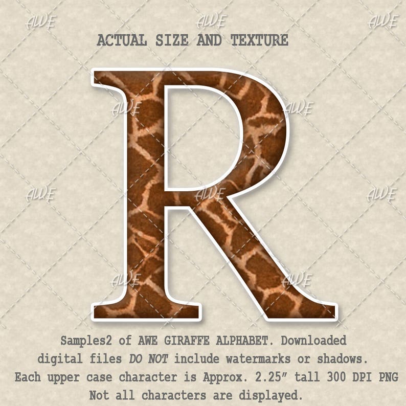 Giraffe Digital Alphabet by AwesomeScrapper Upper Case | Etsy