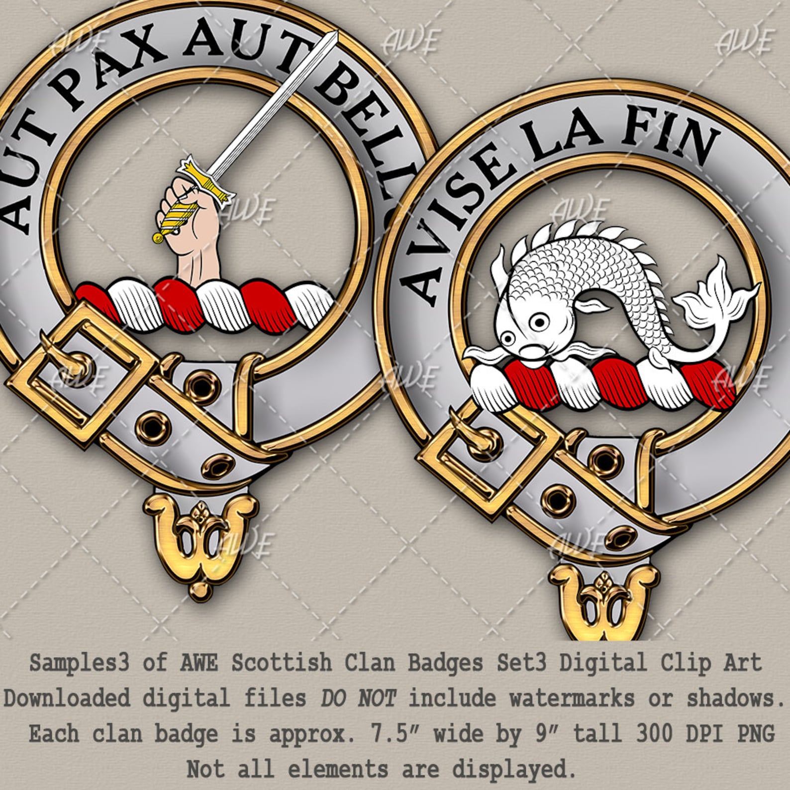 Scottish Clan Badges Set3 Digital Clip Art by Awesomescrapper | Etsy
