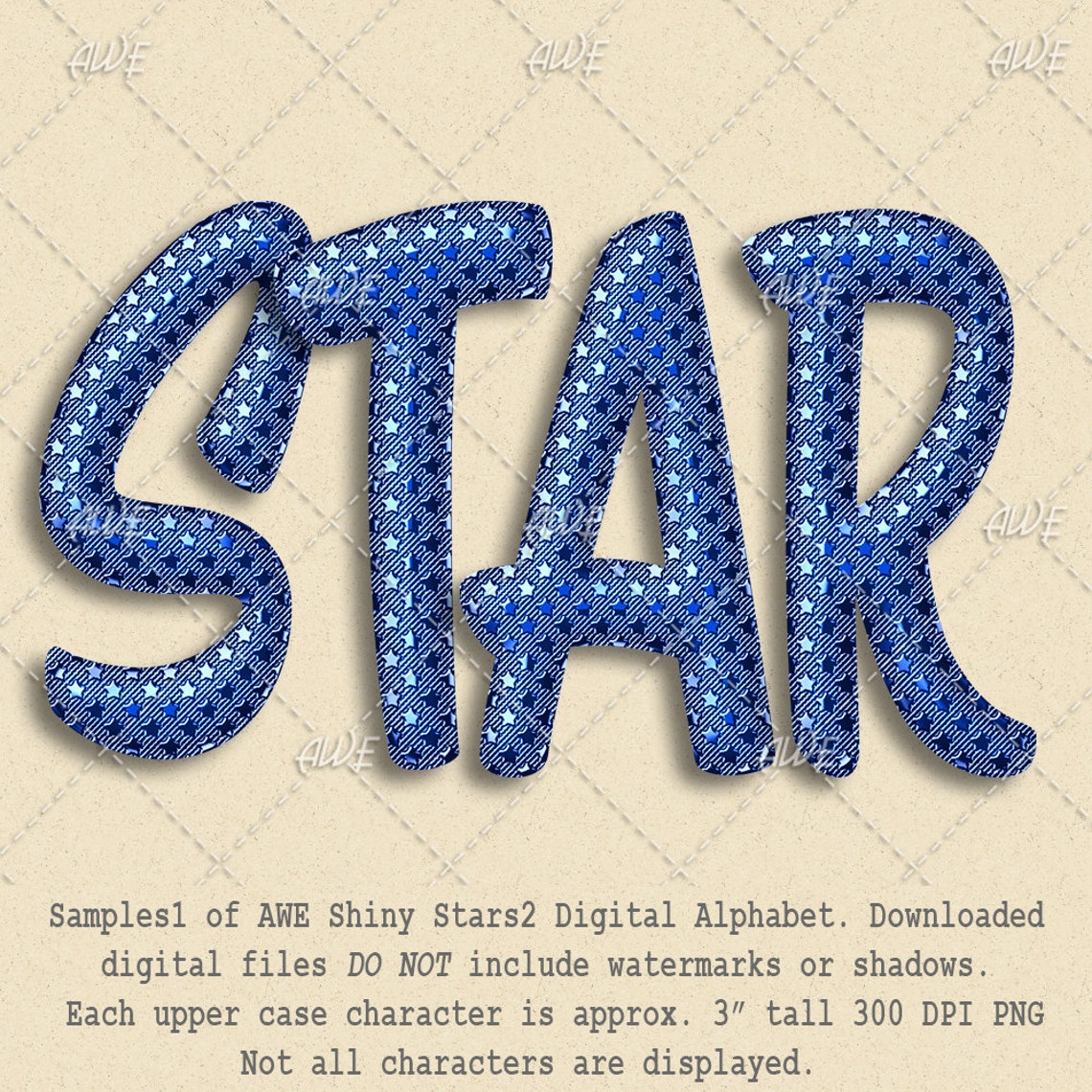 Shiny Stars Digital Alphabet by Awesomescrapper, High Quality 300 DPI ...