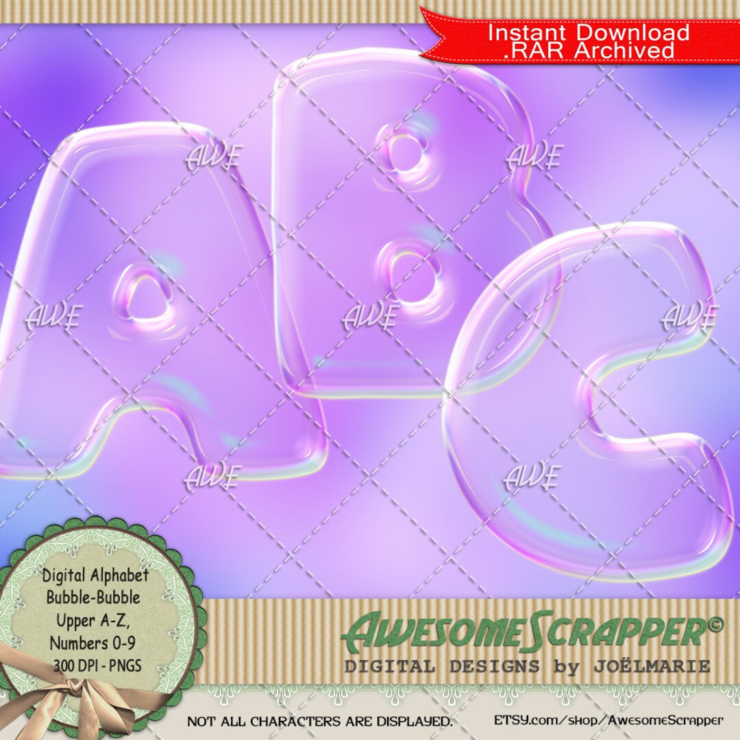 Bubble Bubble Digital Alphabet by Awesomescrapper - High Quality, 300 ...