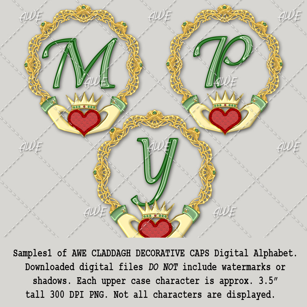 Claddagh Decorative Caps Digital Alphabet by Awesomescrapper ...