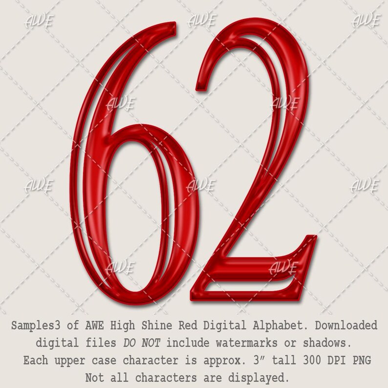 High Shine Red Digital Alphabet by Awesomescrapper - High Quality, 300 ...