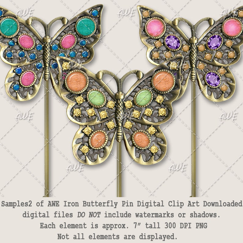 Iron Butterfly Pin Clip Art by Awesomescrapper High Quality | Etsy