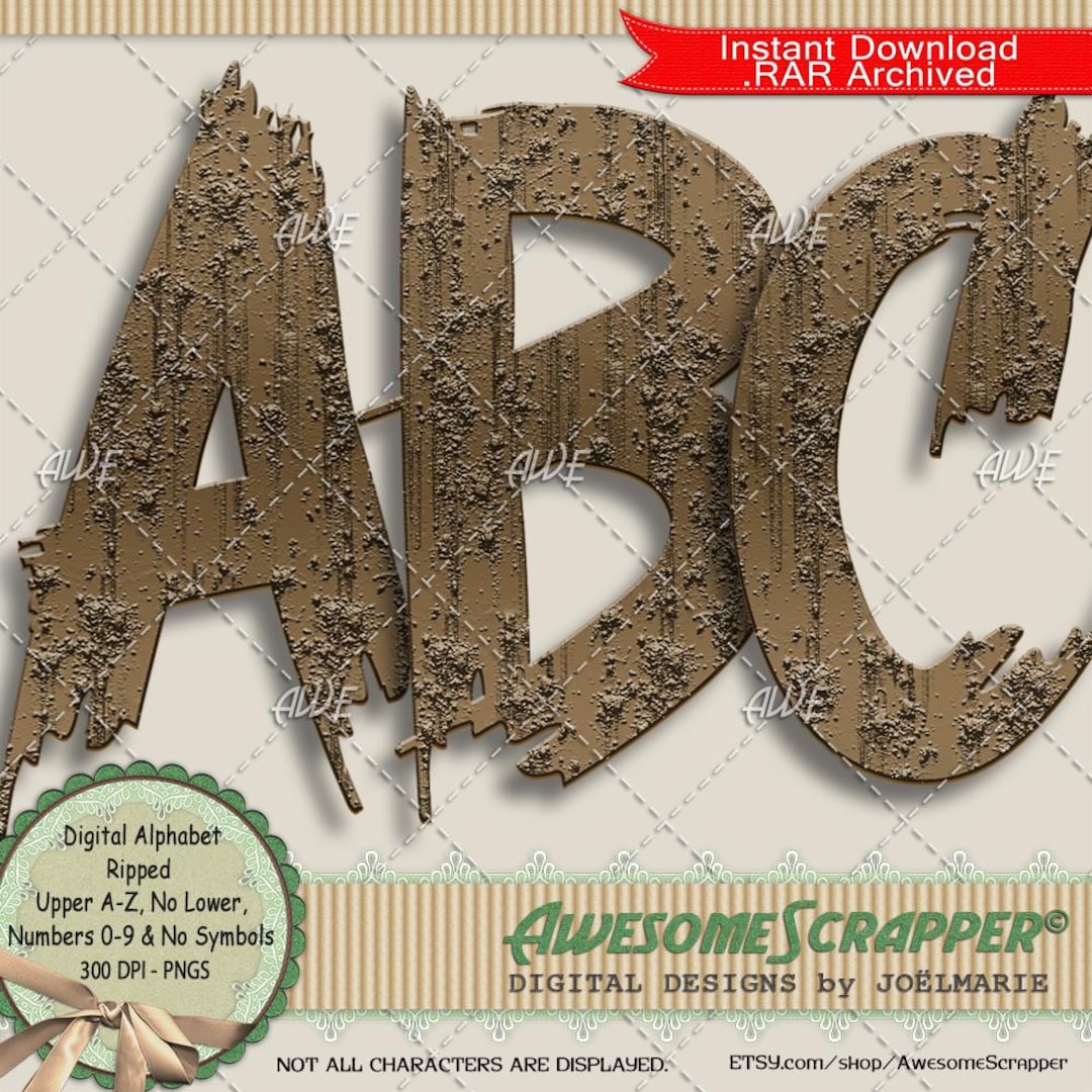 Ripped Digital Alphabet by Awesomescrapper, High Quality 300 DPI Pngs ...